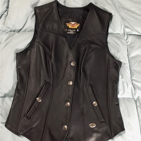 Harley-Davidson | Jackets & Coats | Harley Davidson Leather Vest Usa ...
